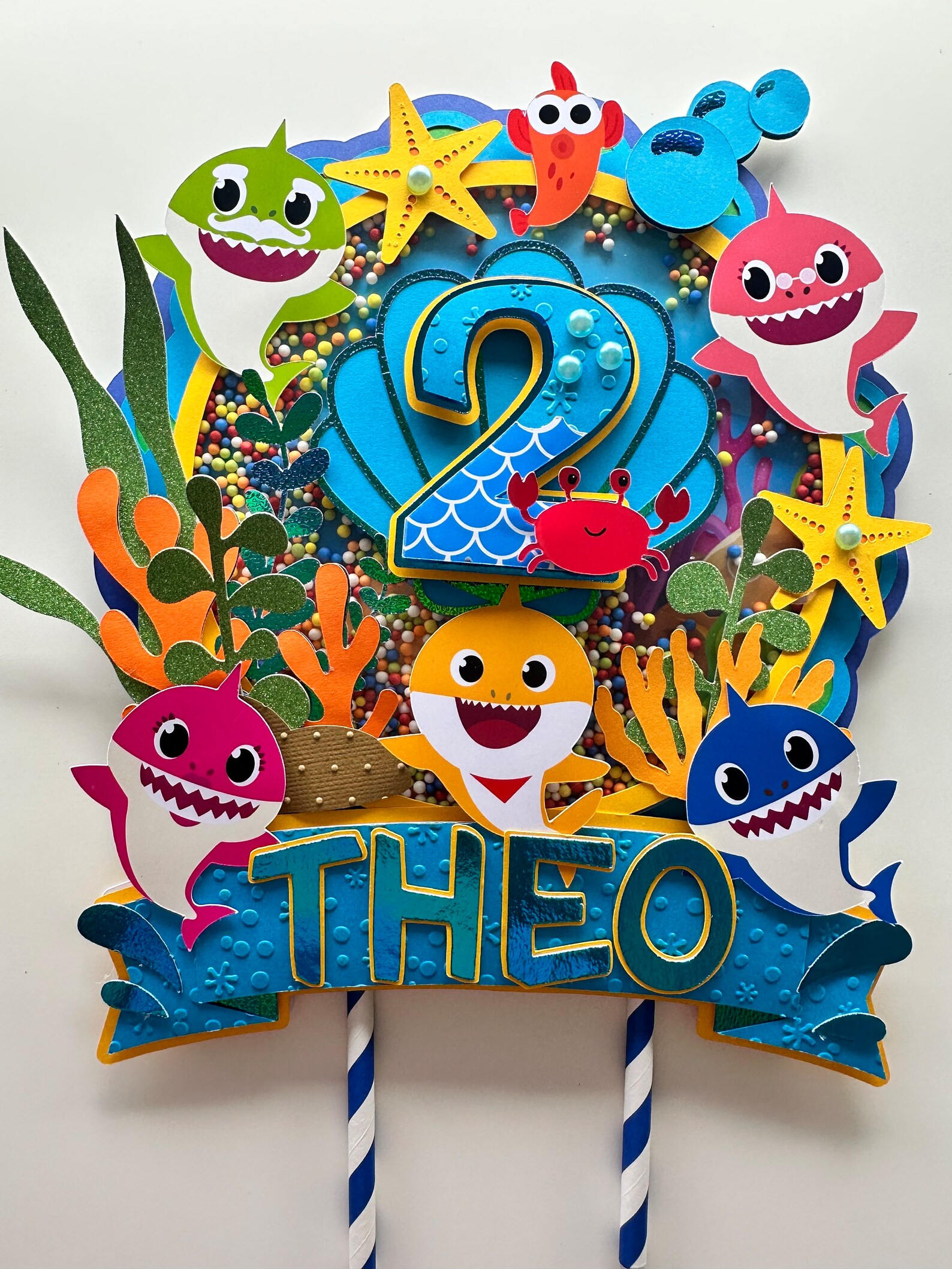 Cake Topper 3D Shaker for Baby Shark Themed Party Name/age - Etsy