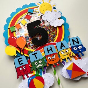 Cake Topper 3D Shaker for Alphabet Blocks Themed Party With Name and ...