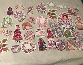 Wycinanki Paper Cut Style Flowers. Polish Folk Art Sticker - Etsy