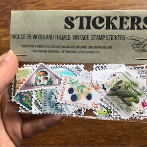 25PCS Woodland Postage Stamp Sticker Pack, Fruit, Fungi, Cute Mushrooms ...