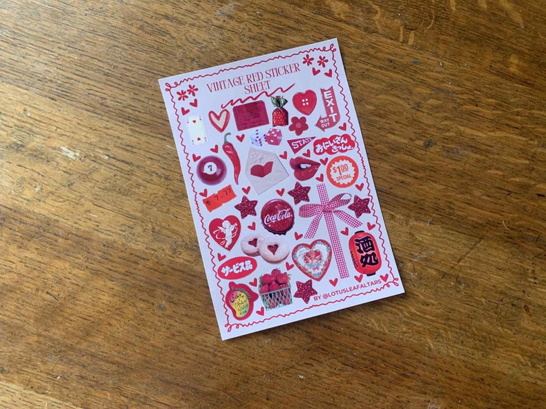 Red Sticker Sheet for Bullet Journal, Scrapbook, Planner, Junk Journal ...