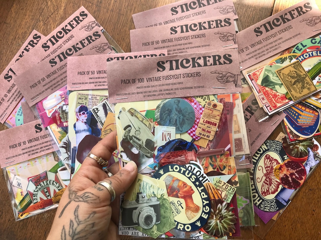 10-100 Vintage Fussy Cut Stickers, Bullet Journal Supplies, Dark ...