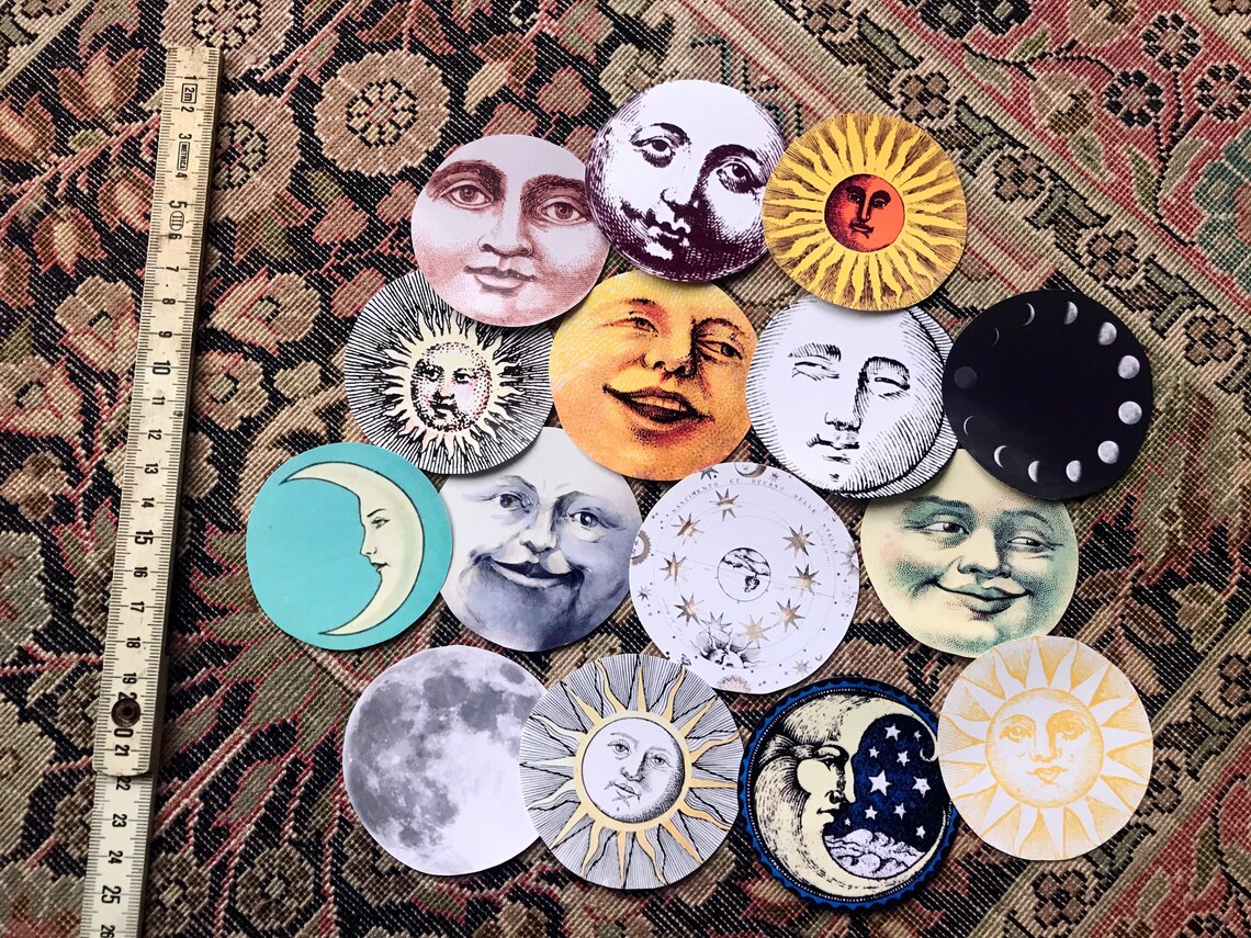 14PCS Sun and Moon Sticker Set Celestial Sticker Witchy | Etsy