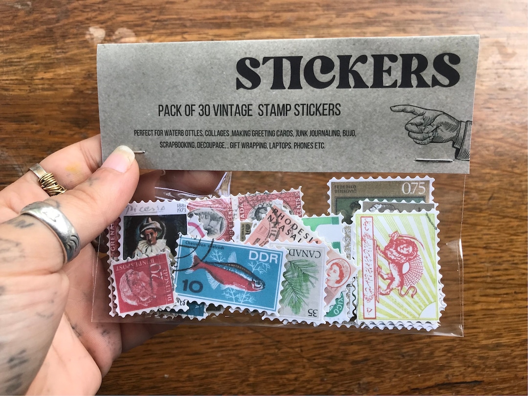 Vintage Postage Stamp Sticker Pack, Collectible Stickers, Ephemera ...
