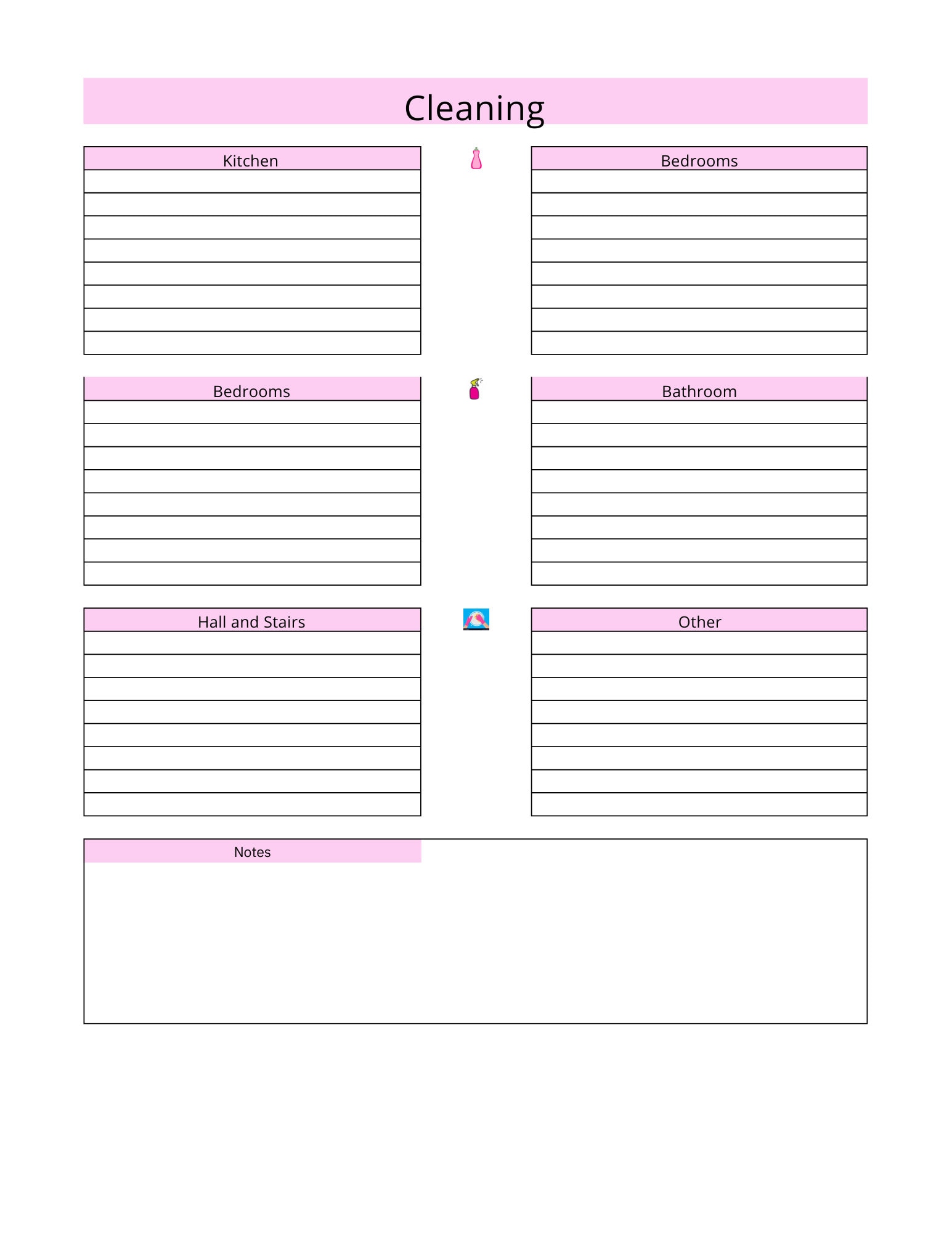 Printable Cleaning Rota, 4 Page Bundle of Planner Sheets. Included ...