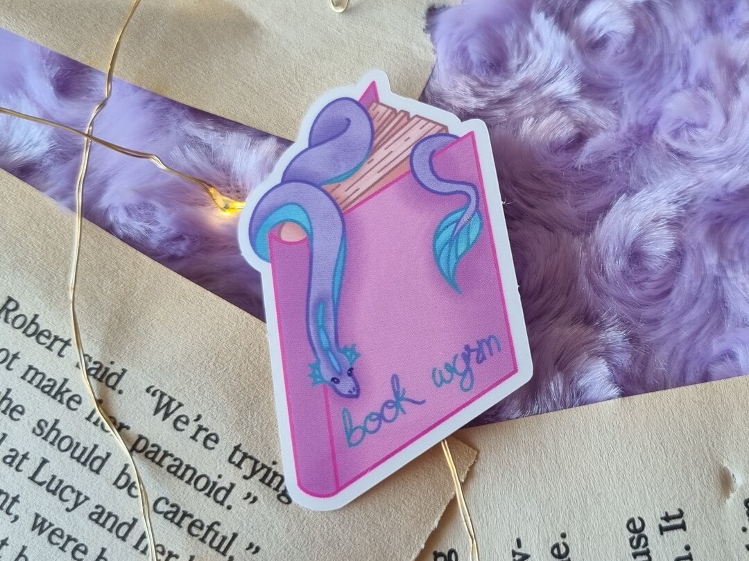Book Wyrm Sticker // Die Cut Stickers // Cute Sticker Gifts // Bookish ...