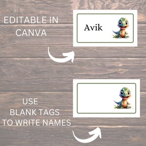 Classroom Name Tags Template Dinosaur Editable Printable Elementary ...