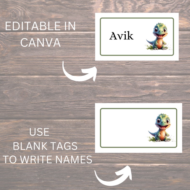 Classroom Name Tags Template Dinosaur Editable Printable Elementary ...