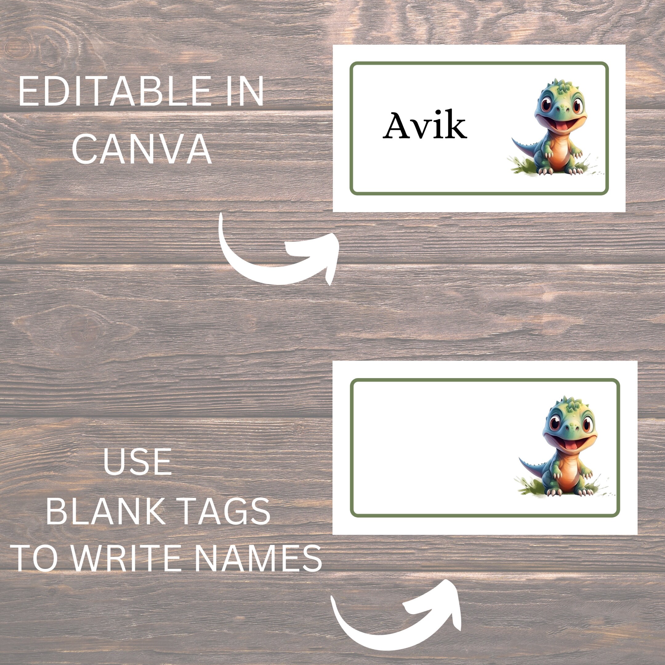 Classroom Name Tags Template Dinosaur Editable Printable Elementary ...