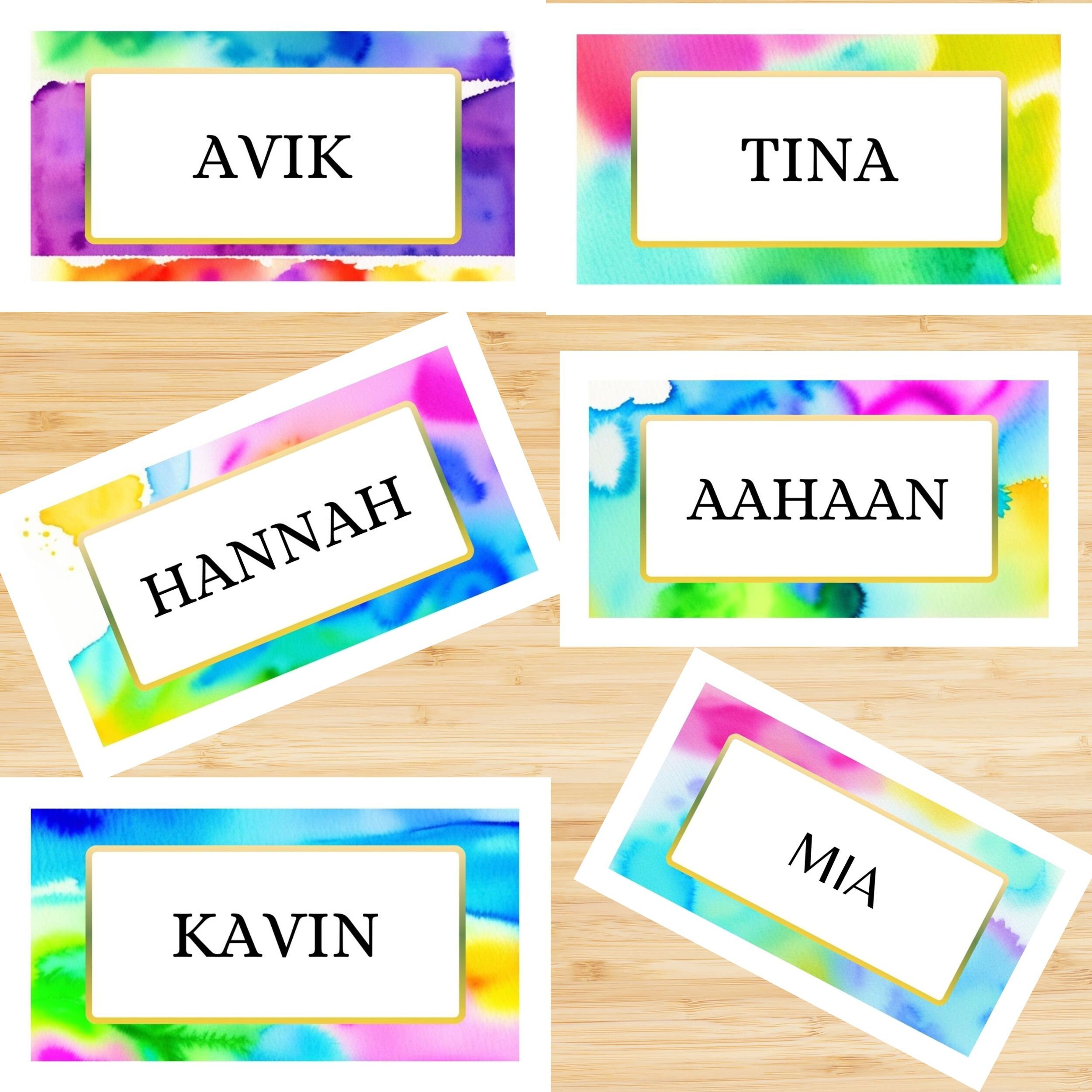Classroom Name Tags Template Watercolor | Editable | Printable ...