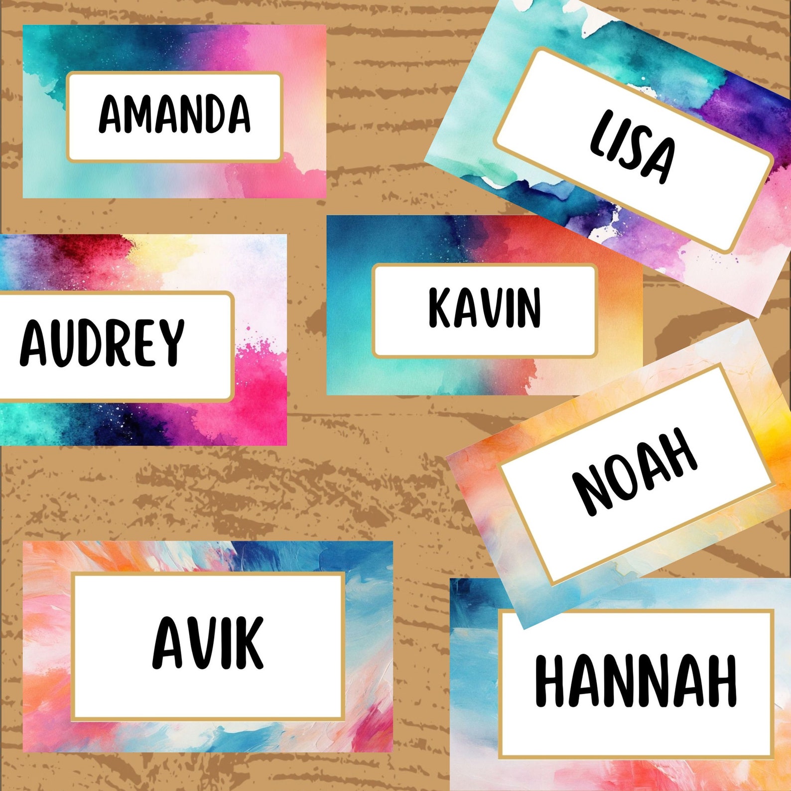Classroom Name Tags Template Watercolor | Editable | Printable ...