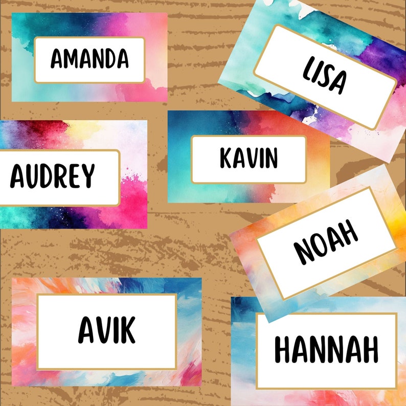Classroom Name Tags Template Watercolor | Editable | Printable ...