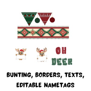 Reindeer Christmas Bulletin Board Kit, Printable Classroom Decor ...