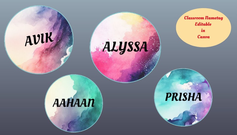 Watercolor Classroom Name Tags: Editable School Desk Labels (printable ...