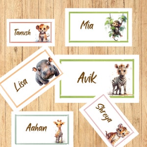Editable Safari Animal Classroom Name Tags Label Printable Elementary ...