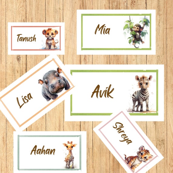 Editable Zoo Animals Name Tags Labels Jungle Safari