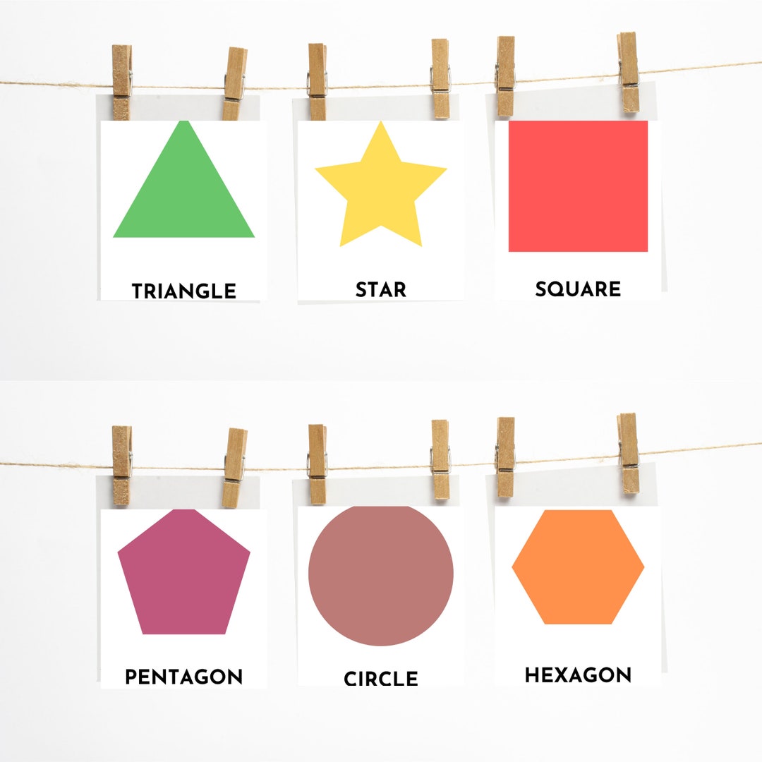12 Rainbow SHAPE FLASHCARDS, Digital File, Montessori Materials ...