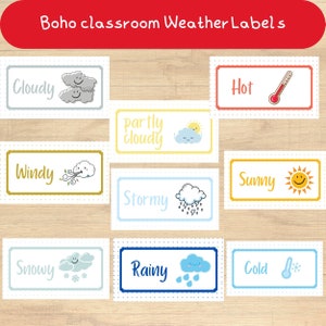 Boho Rainbow Weather Cards| Polka Dot Classroom Decor | Printable ...