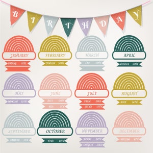 Classroom Birthday Printable Display, Canva TEMPLATE, Boho Modern ...