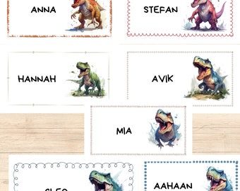 Classroom Name Tags Template Dinosaur Editable Printable Elementary ...