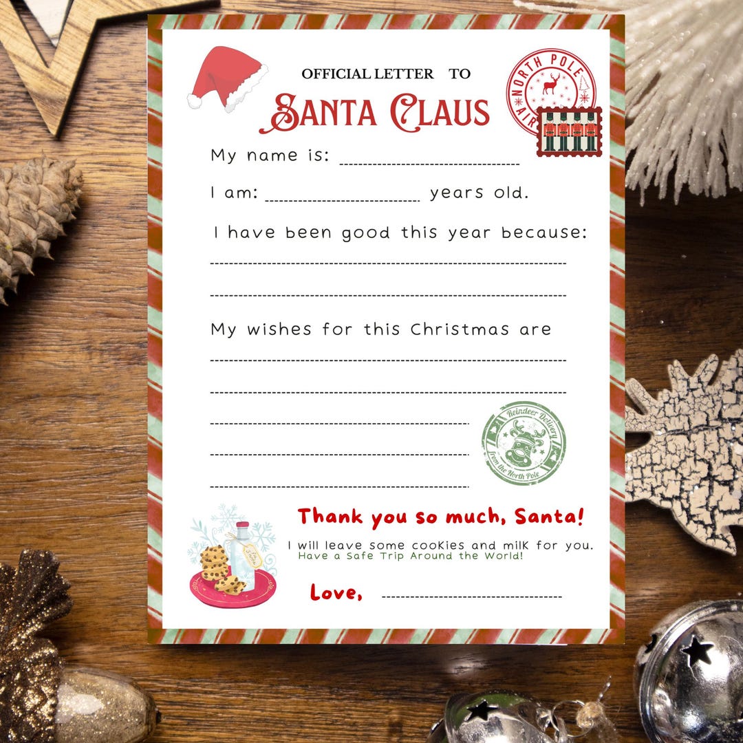 Letter to Santa, Printable Santa Wish List Letters, Christmas Letter ...