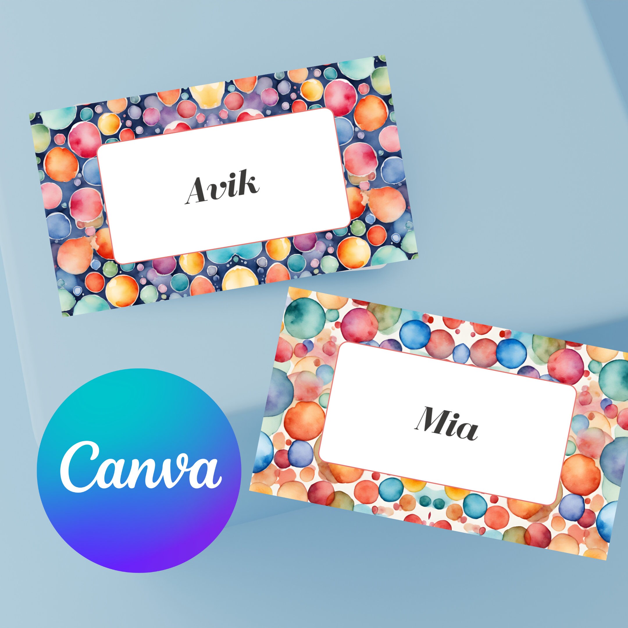 Classroom Name Tags Bubbles Watercolor Editable Printable Elementary ...