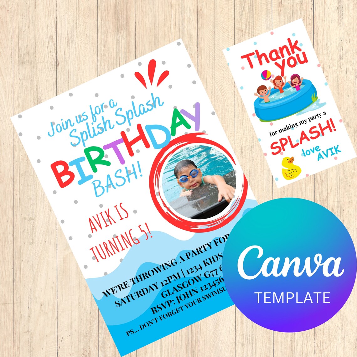 Editable Splish Splash Pool Party Invitation Summer Birthday - Etsy