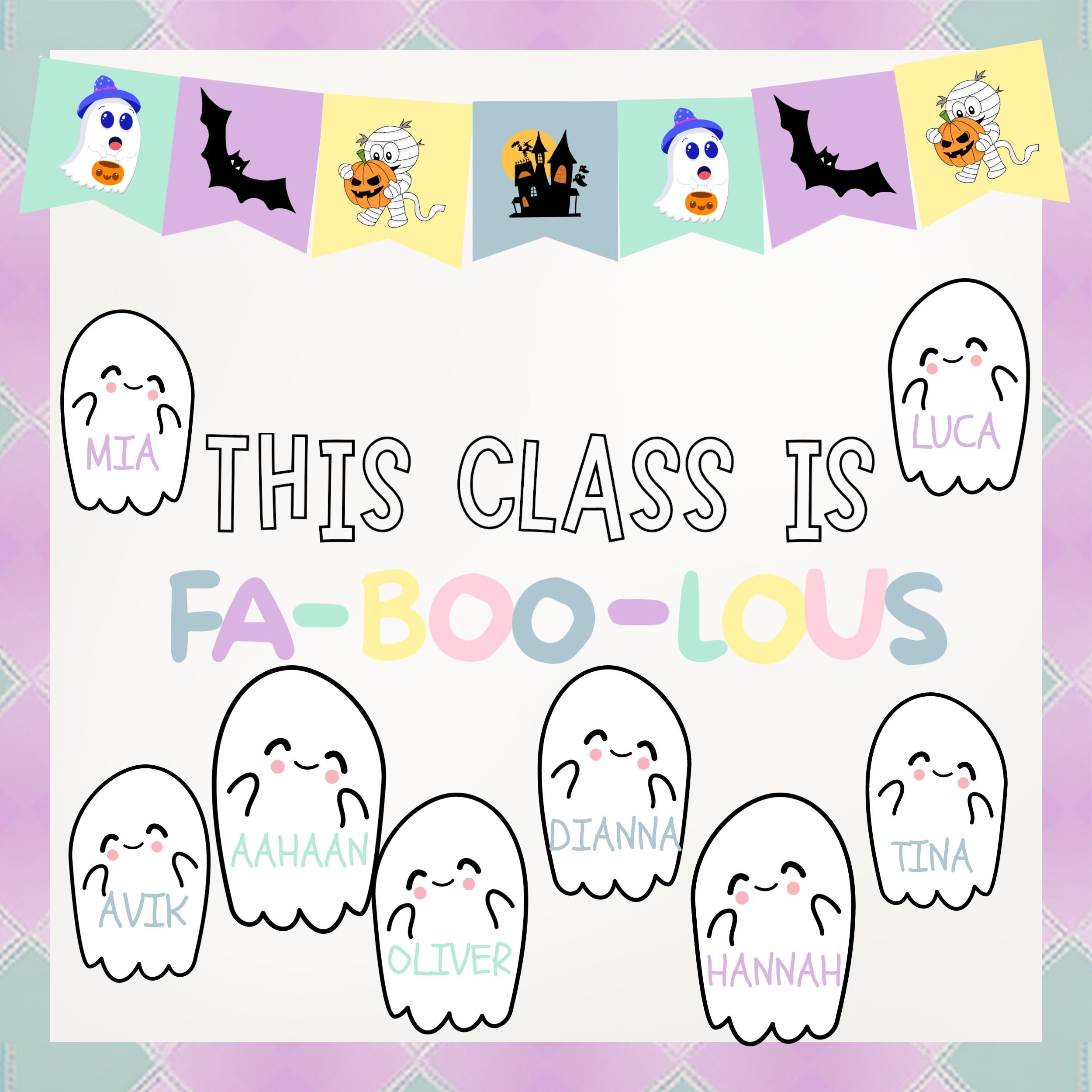 Pastel Halloween Bulletin Board Kit | Classroom Decor | Halloween ...