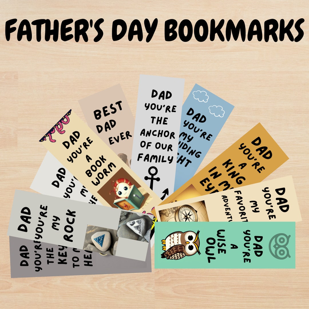 Set of 10 Printable Father's Day Bookmarks,fathers Day Gift, Booklovers ...