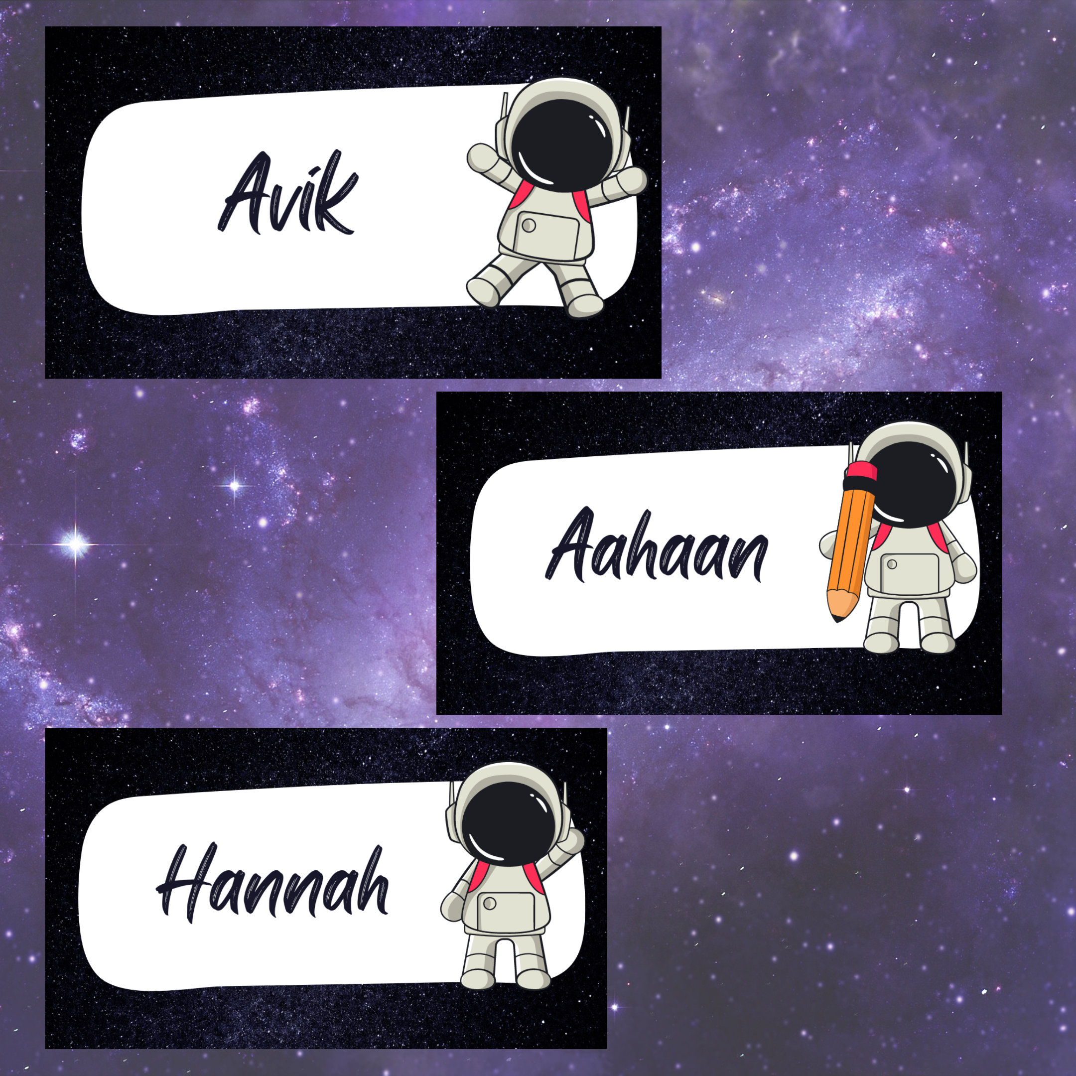 Space Classroom Name Tags Printable, Canva Editable Template for School ...