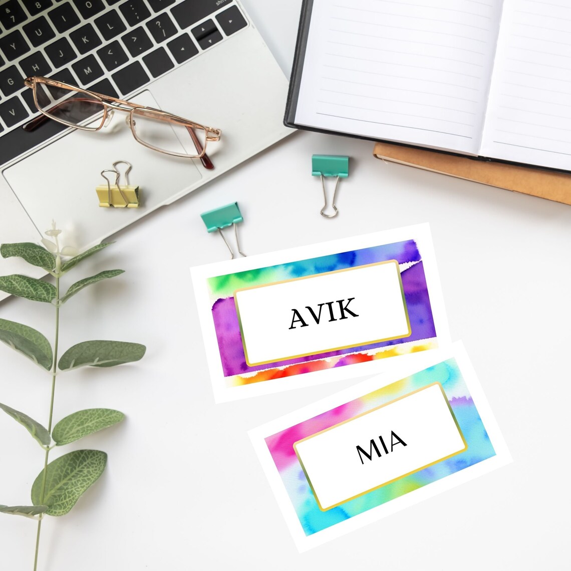 Watercolor Classroom Name Tags: Editable Printable Labels (digital ...