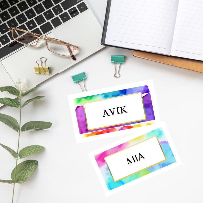 Classroom Name Tags Template Watercolor | Editable | Printable ...