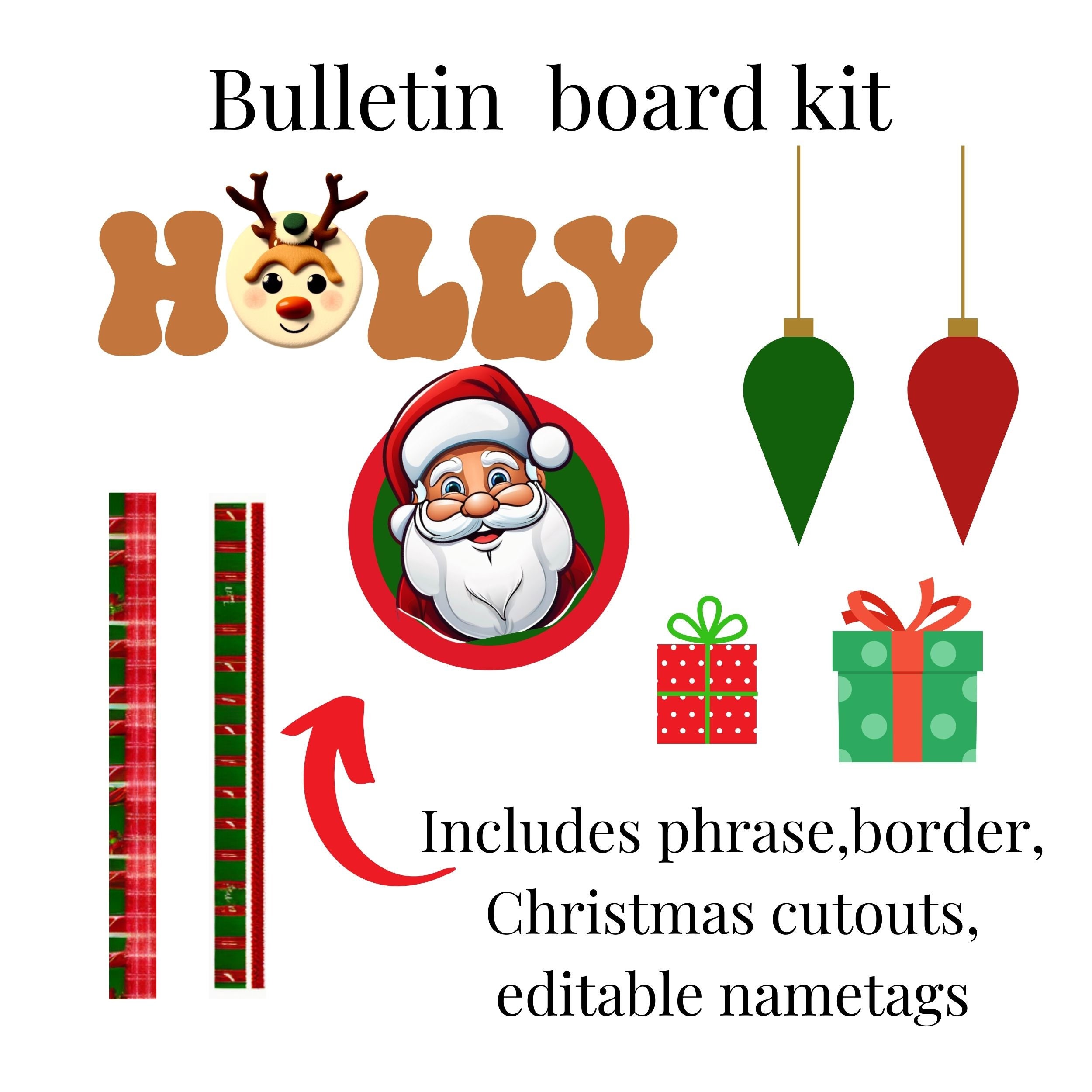 Christmas Bulletin Board Kit Classroom Decor Retro Christmas Classroom ...