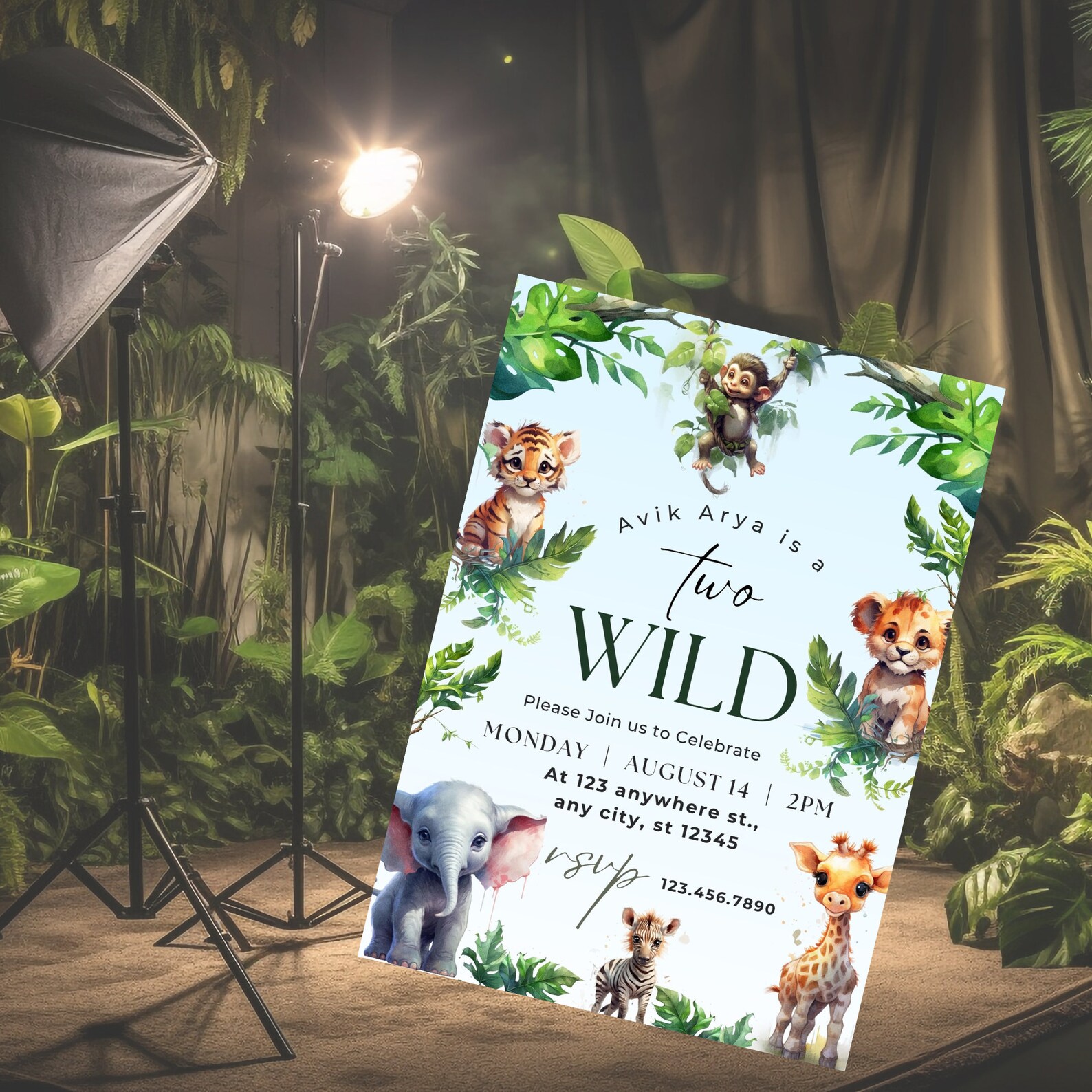 Safari Two Wild Birthday Invitation: Jungle Animals (digital Template ...