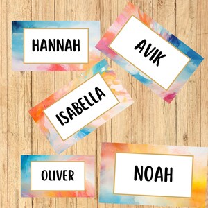 Classroom Name Tags Template Watercolor | Editable | Printable ...