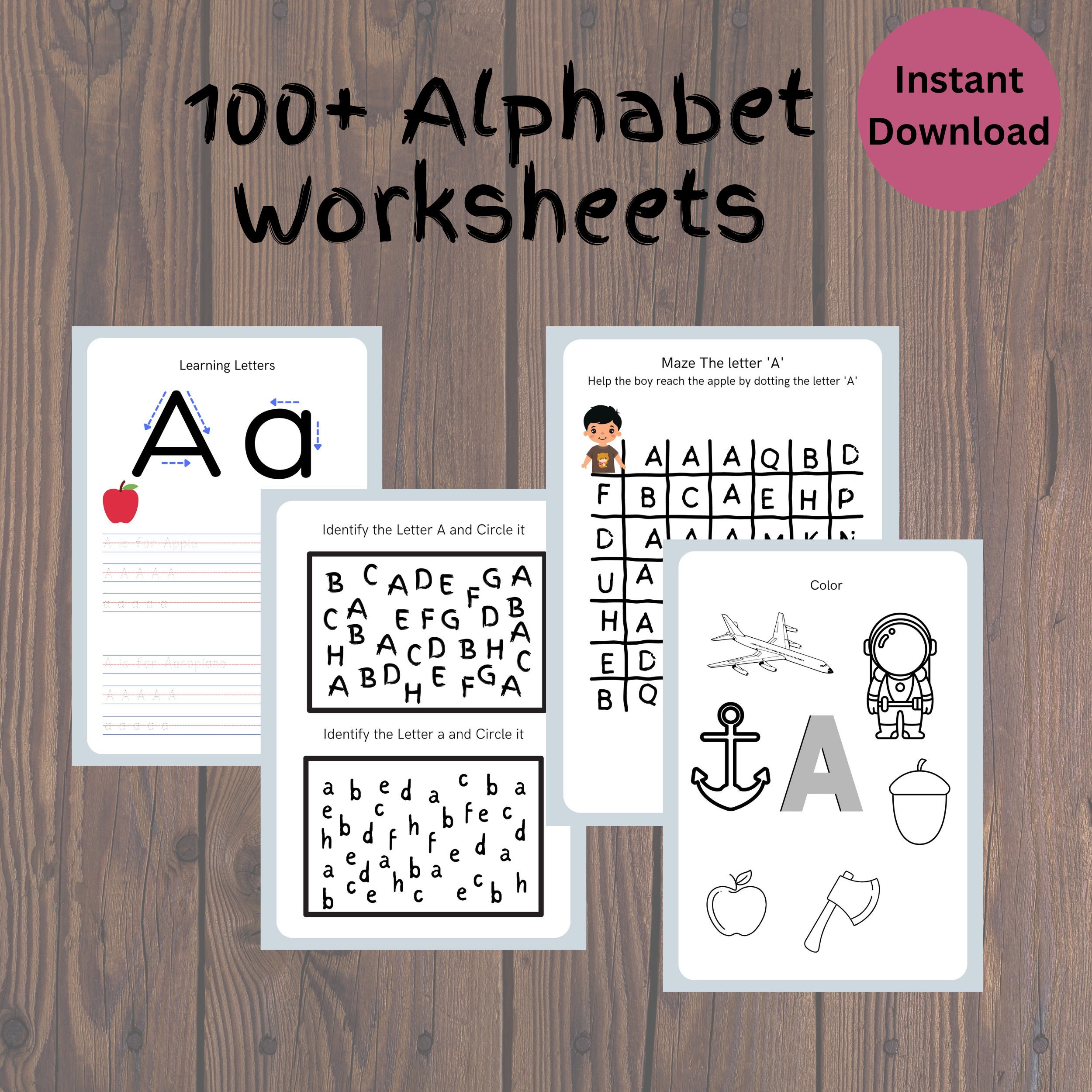 Alphabet Worksheets, Upper & Lowercase, Preschool, Kindergarten ...