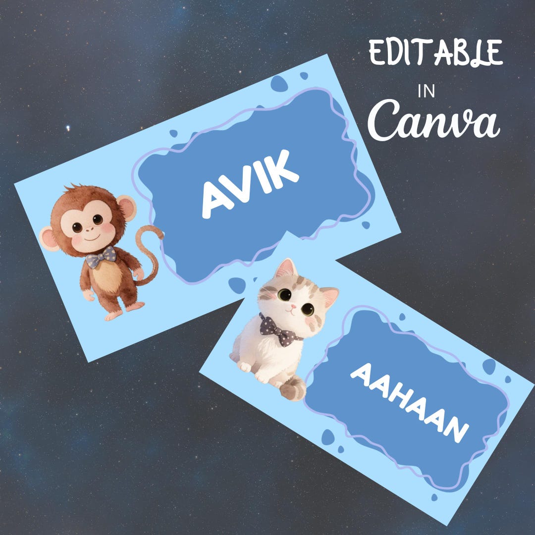Safari Blue Editable Nametags| Printable Classroom Decor, Safari Animal ...