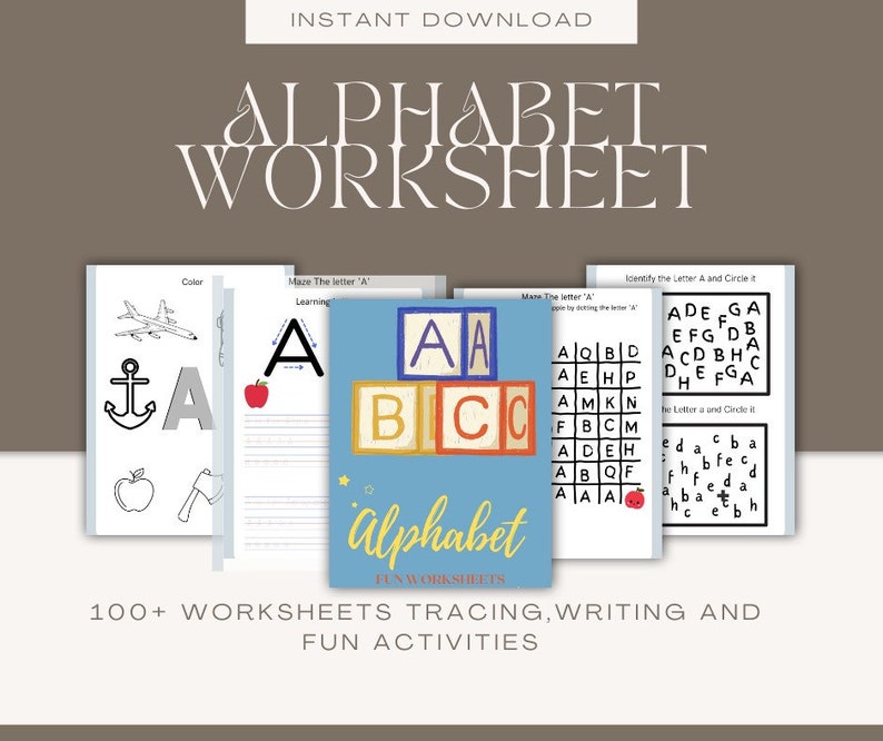 Alphabet Worksheets, Upper & Lowercase, Preschool, Kindergarten ...