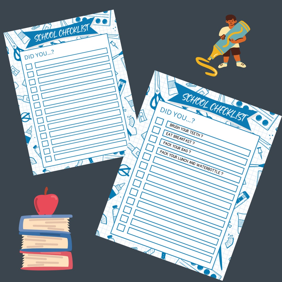 Editable School Morning Checklist, School Checklist, Checklist for ...