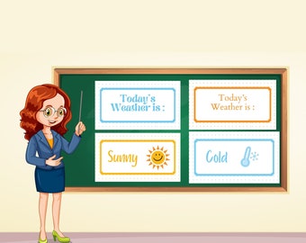 Boho Rainbow Weather Label Cards Polka Dots, Classroom Decor, Bulletin ...