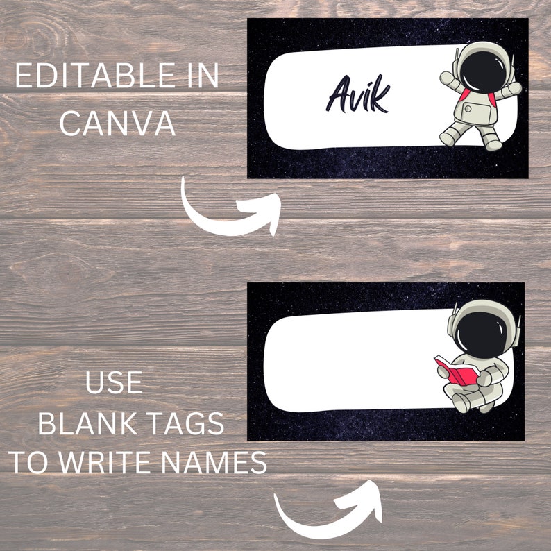 Space Classroom Name Tags Printable, Canva Editable Template for School ...