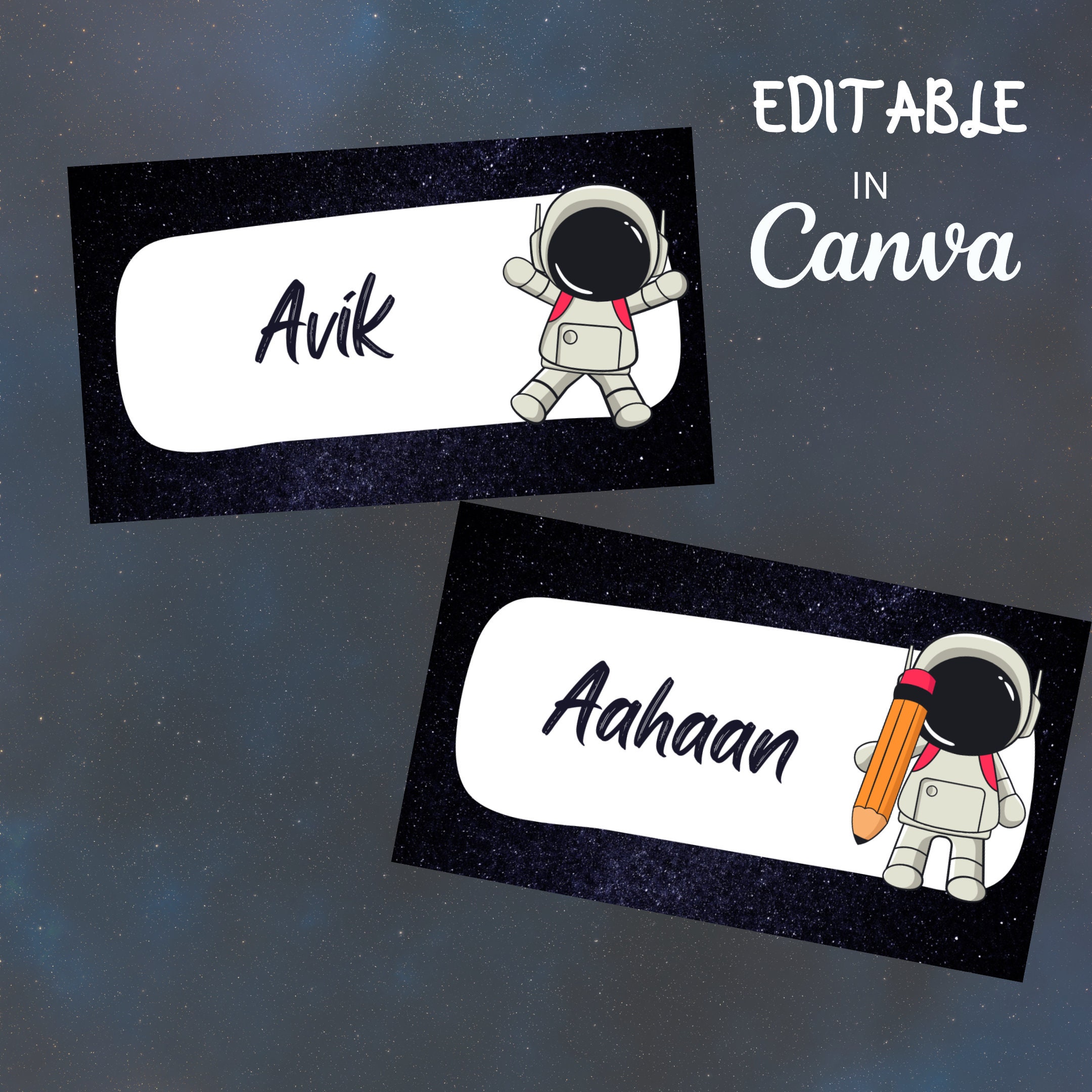 Classroom Name Tags Space Watercolor | Editable | Printable ...