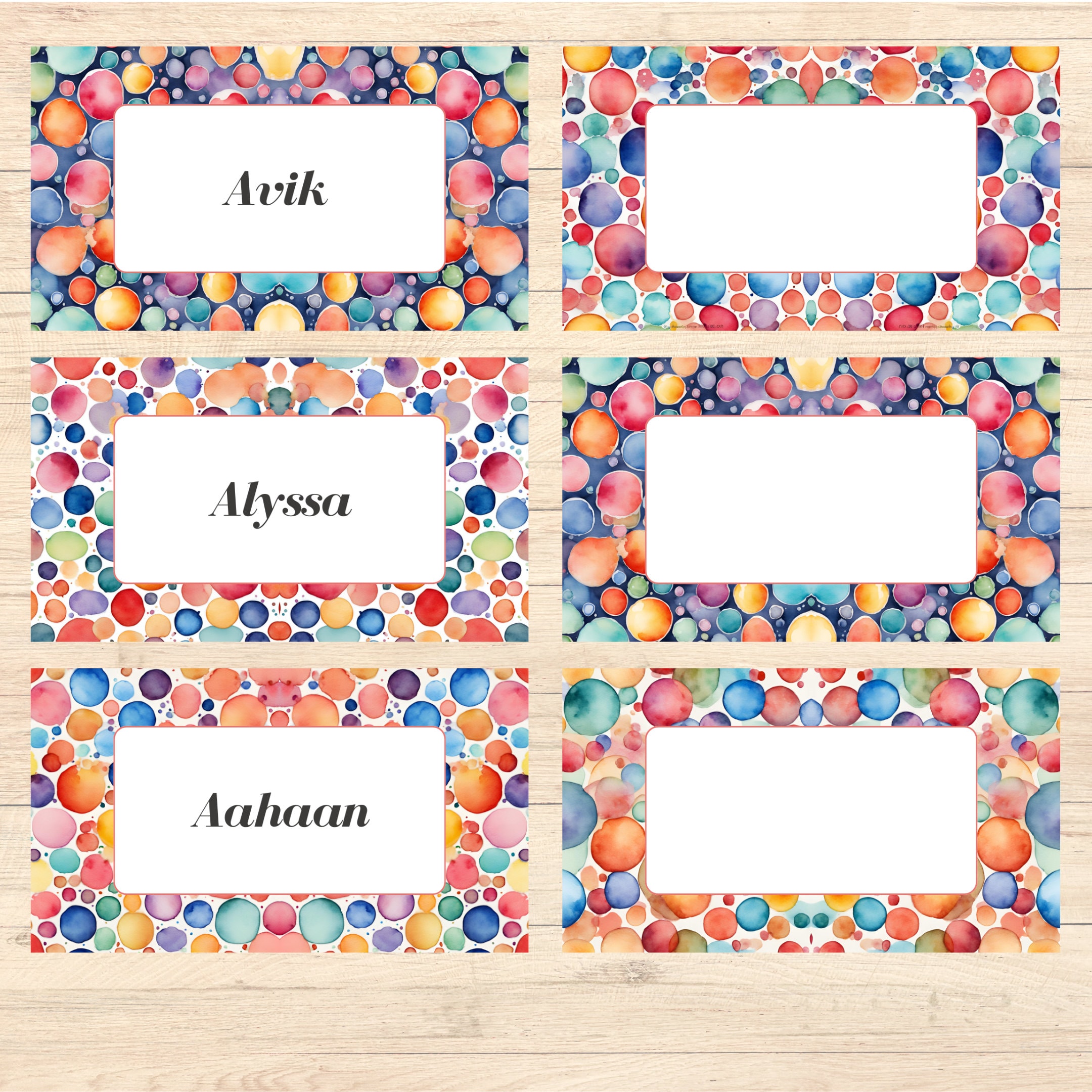 Classroom Name Tags Bubbles Watercolor Editable Printable Elementary ...