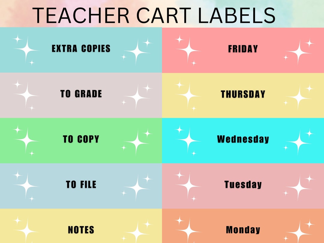 Editable Teacher Cart Labels: Pastel Classroom Decor | Printable ...