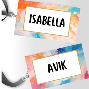 Classroom Name Tags Template Watercolor | Editable | Printable ...