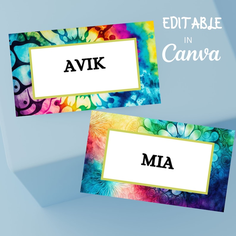 Classroom Name Tags Template TIEDYE Editable | Printable | Elementary ...
