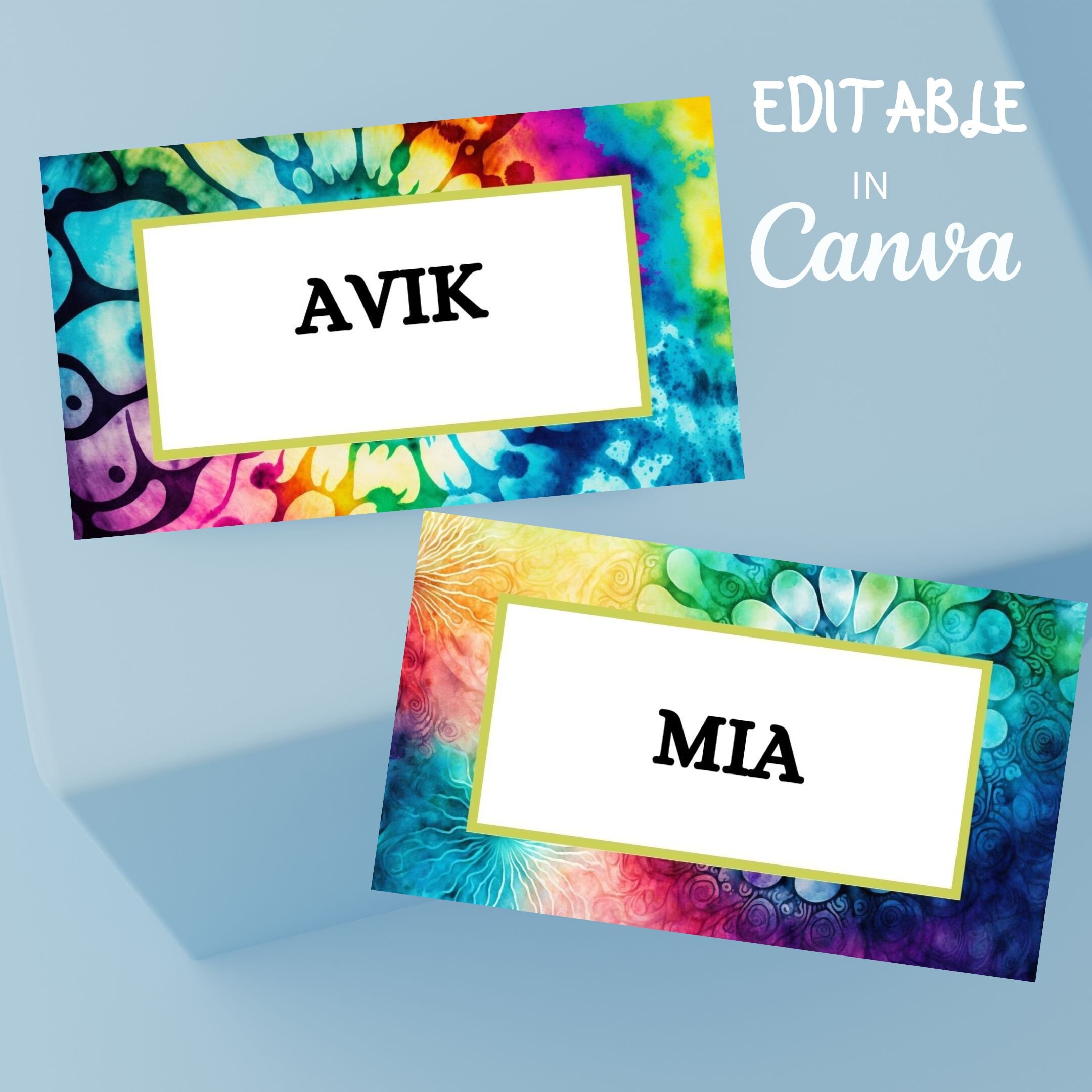 Tie-dye Classroom Name Tags: Editable Template (digital Download) - Etsy