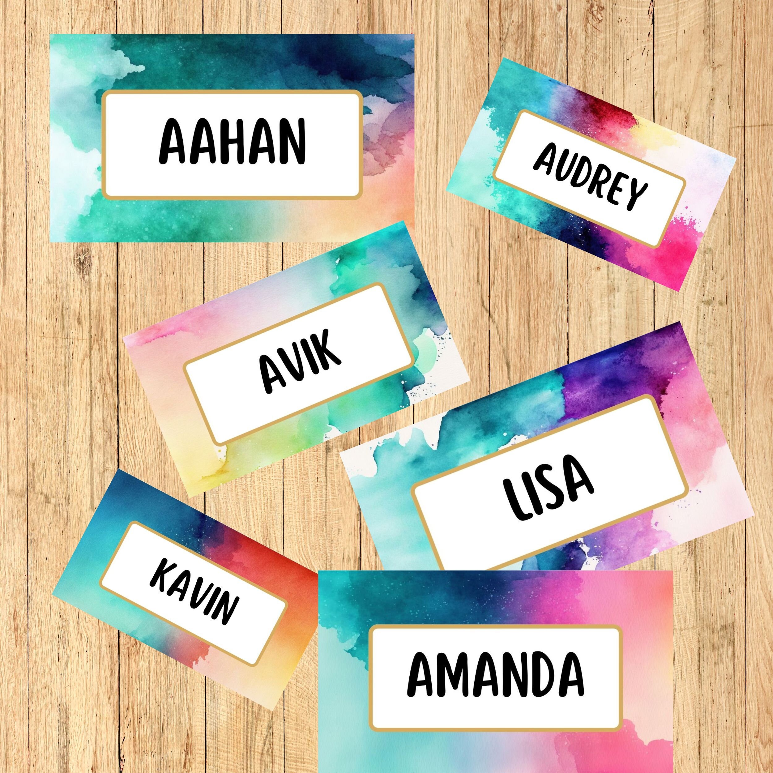 Watercolor Classroom Nametag, Editable Nametag, Watercolor Label, Back ...