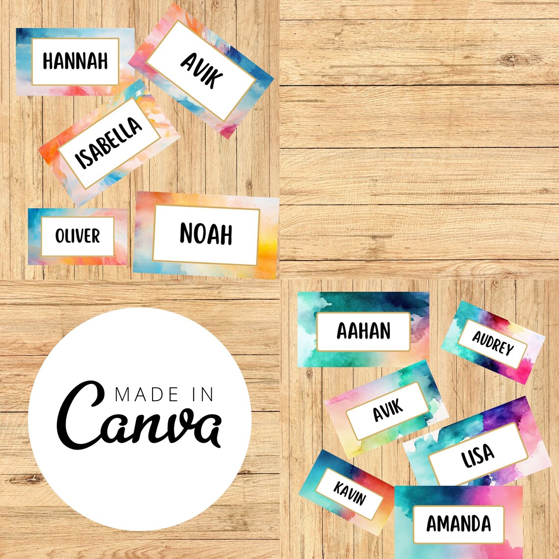 Classroom Name Tags Template Watercolor | Editable | Printable ...