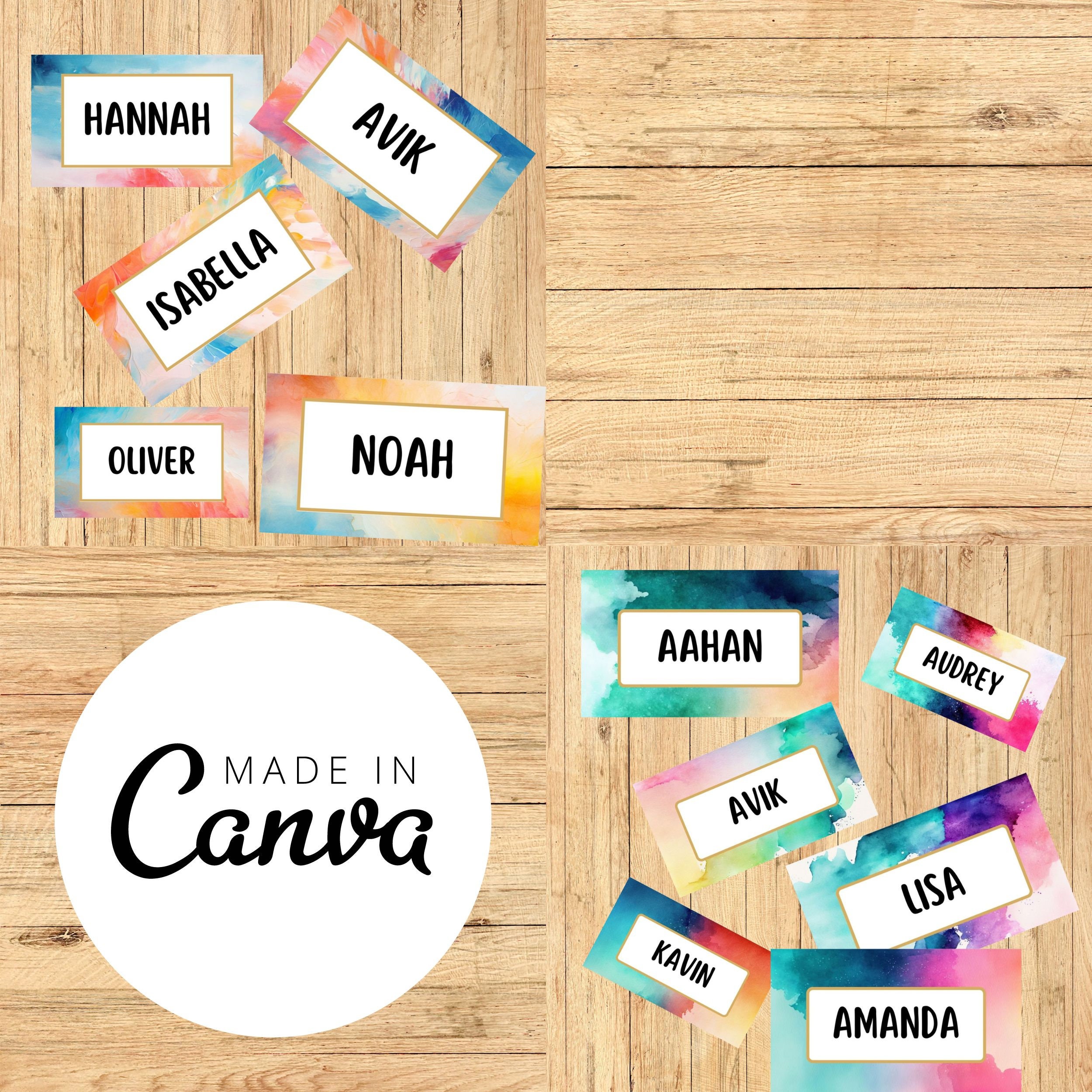 Classroom Name Tags Template Watercolor | Editable | Printable ...